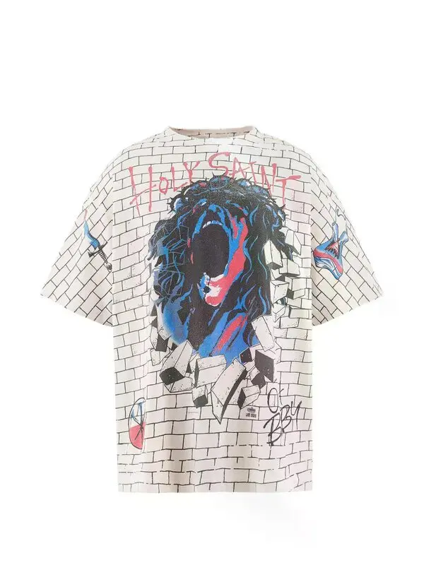 SAINT MXXXXXX Graphic-print T-shirt - Neutrals