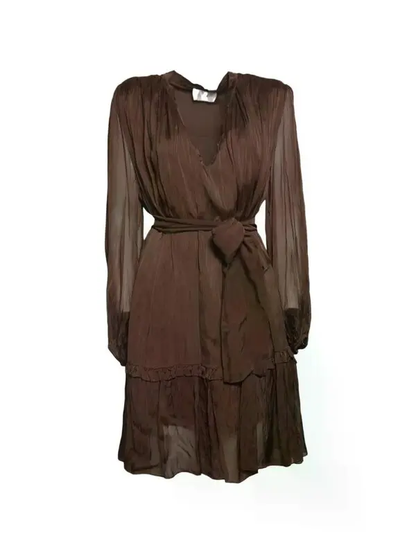 SOLOTRE Crinkled-finish Belted Dress