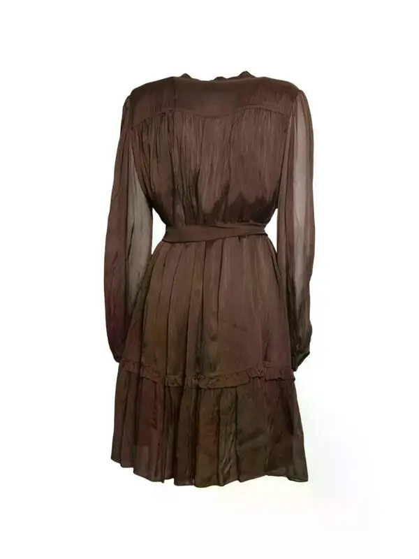 SOLOTRE Crinkled-finish Belted Dress