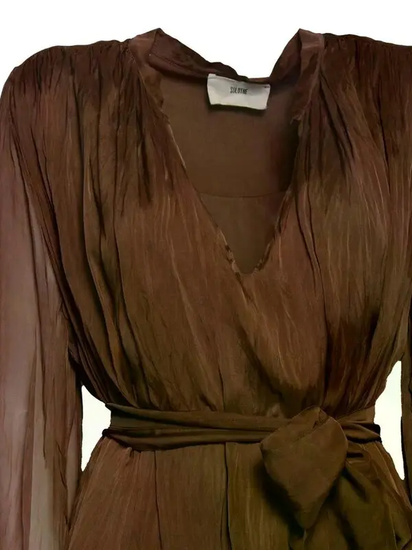 SOLOTRE Crinkled-finish Belted Dress