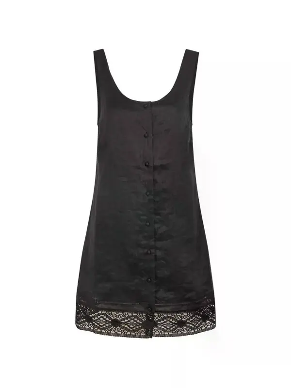 FRAME Heirloom Lace-trim Ramie Mini Dress - Black