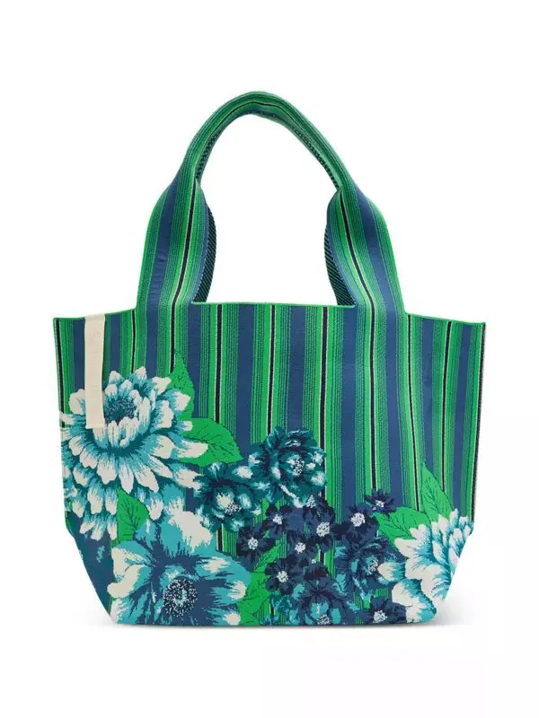 ALEMAIS Floral-print Striped Tote Bag - Blue