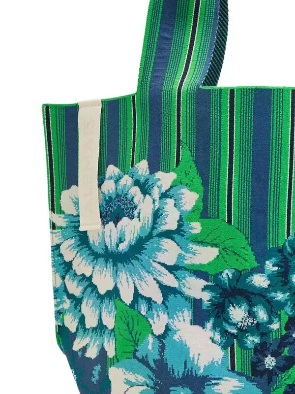 ALEMAIS Floral-print Striped Tote Bag