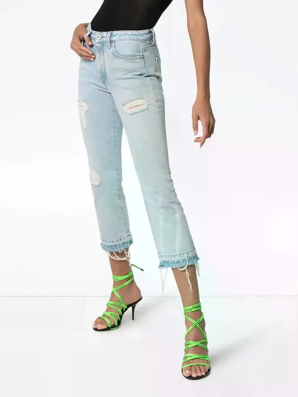 Heron Preston Mid-rise Distressed Cropped Jeans