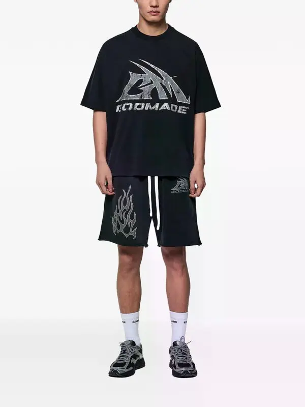 GODMADE Logo-print Raw-edge Shorts