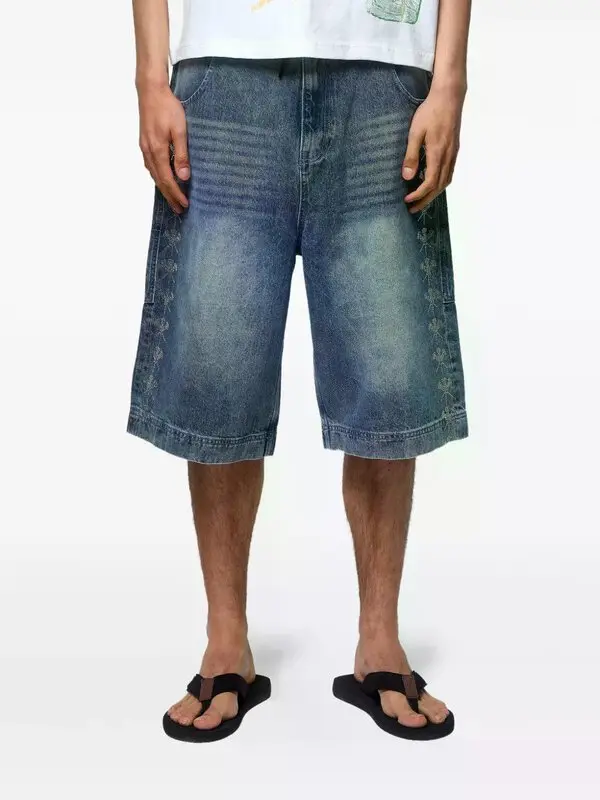 GODMADE Embroidered Logo Whiskered Shorts - Blue
