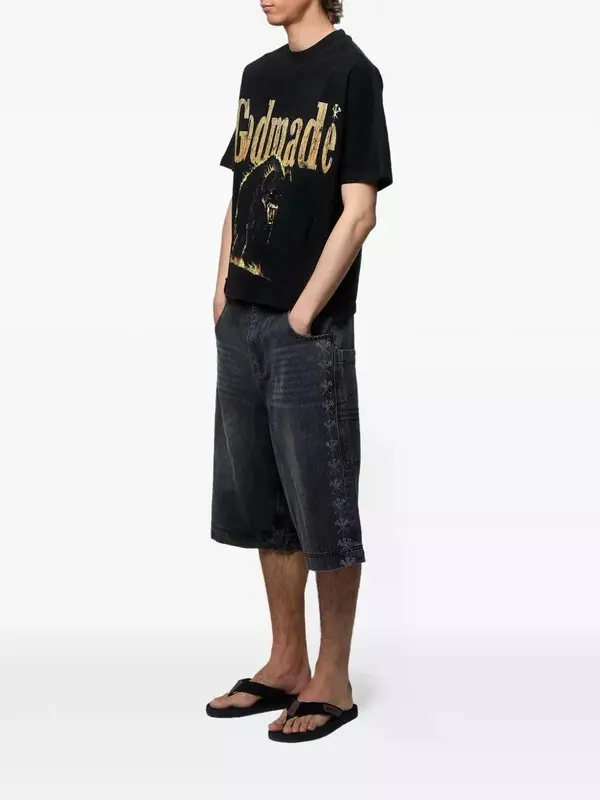 GODMADE Washed-effect Logo-print Shorts
