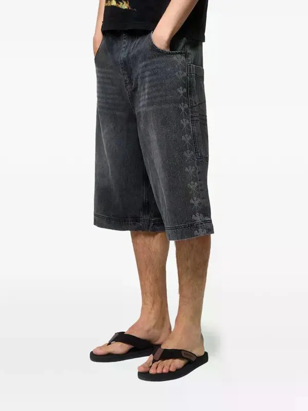 GODMADE Washed-effect Logo-print Shorts