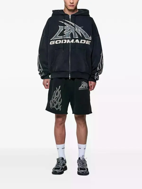 GODMADE Logo-print Zip-up Hoodie