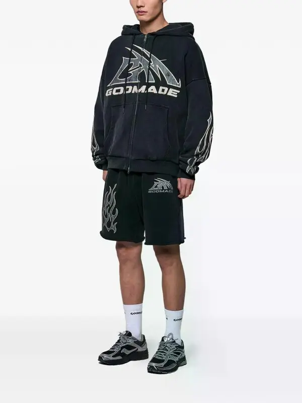 GODMADE Logo-print Zip-up Hoodie