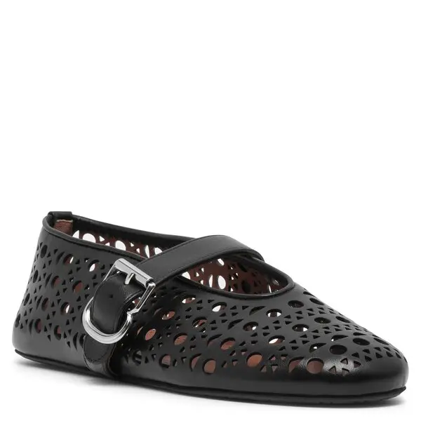 Alaïa Vienne Motif Leather Ballet Flats - Black