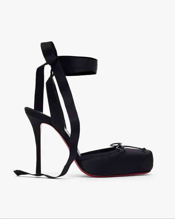 CHRISTIAN LOUBOUTIN Cassia Lace-up Satin Pumps - Black
