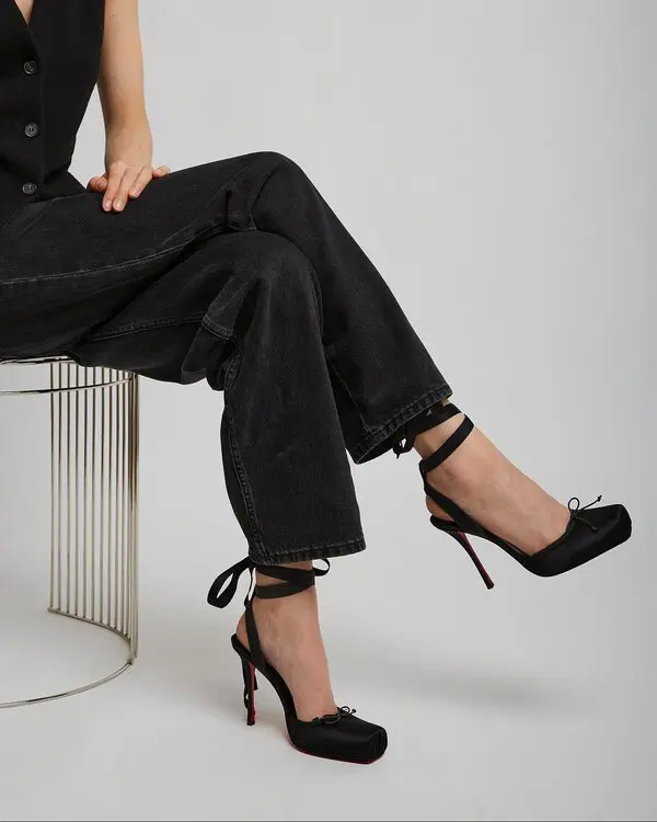 CHRISTIAN LOUBOUTIN Cassia Lace-up Satin Pumps - Black