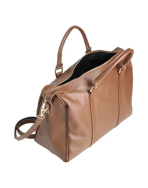 LAURA DI MAGGIO Pebbled-leather Maxi Bowler Bag
