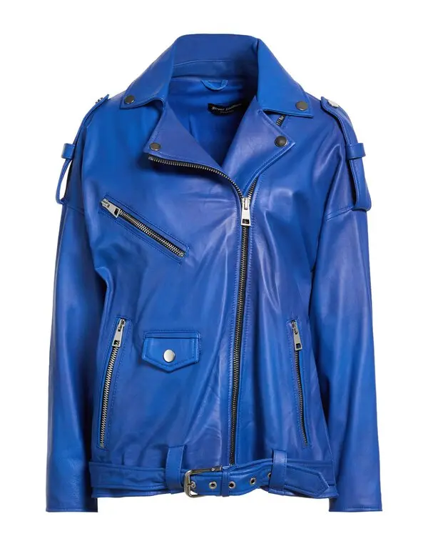 STREET LEATHERS Leather Biker Jacket - Bright Blue