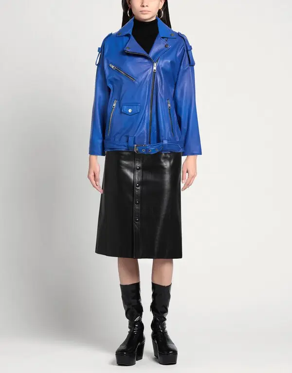 STREET LEATHERS Leather Biker Jacket - Bright Blue