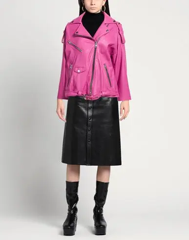 STREET LEATHERS Leather Biker Jacket - Fuchsia