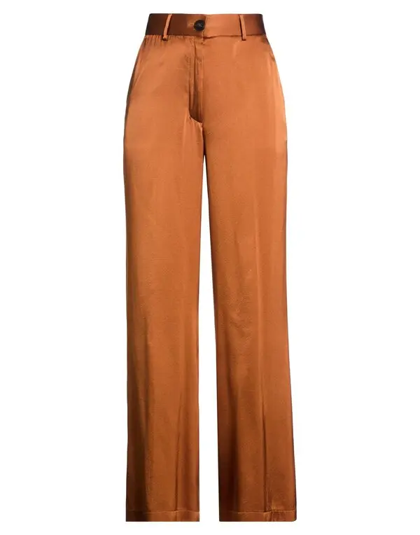 FORTE_FORTE Light Brown Silk Blend Wide-leg Pants