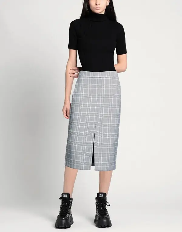 SHIRTAPORTER Glen Plaid Stretch Midi Skirt