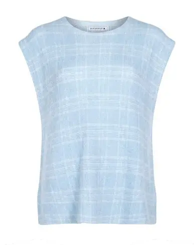 SHIRTAPORTER Glen Plaid Crewneck Sweater - Light Blue