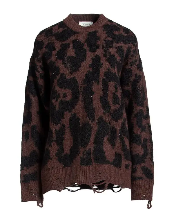 LANEUS Leopard Print Sequined Sweater