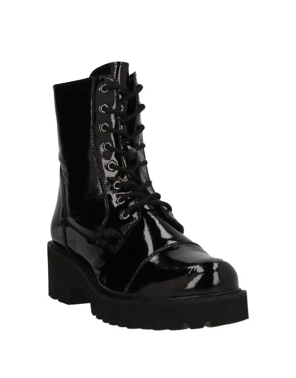 CAFÈNOIR Patent Leather Lace-up Combat Boots