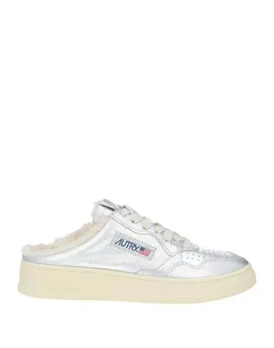 AUTRY Metallic Leather Shearling Lined Sneakers - Silver