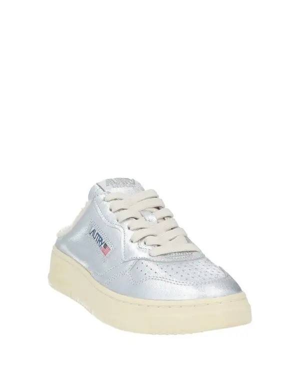 AUTRY Metallic Leather Shearling Lined Sneakers - Silver