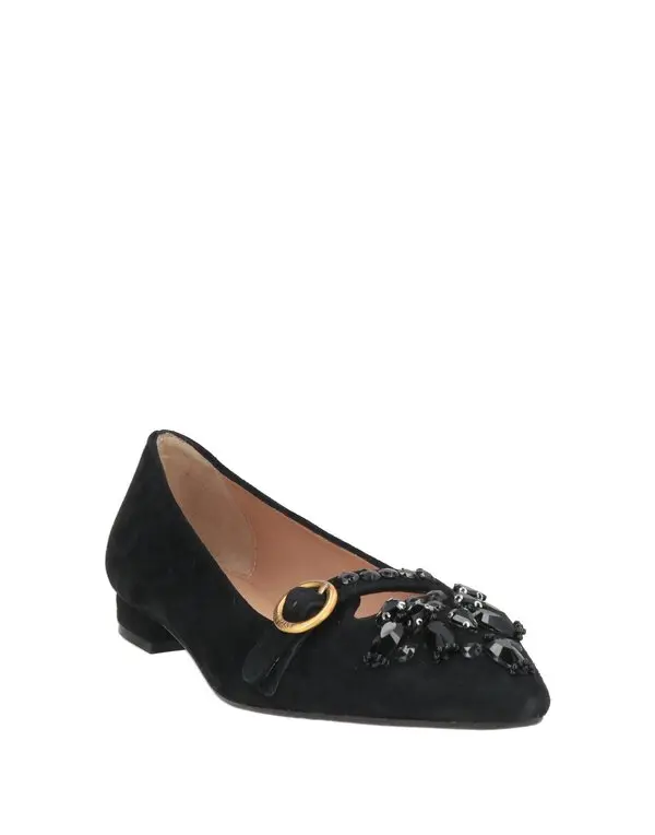 Malìparmi Suede Embellished Pointed Toe Ballet Flats