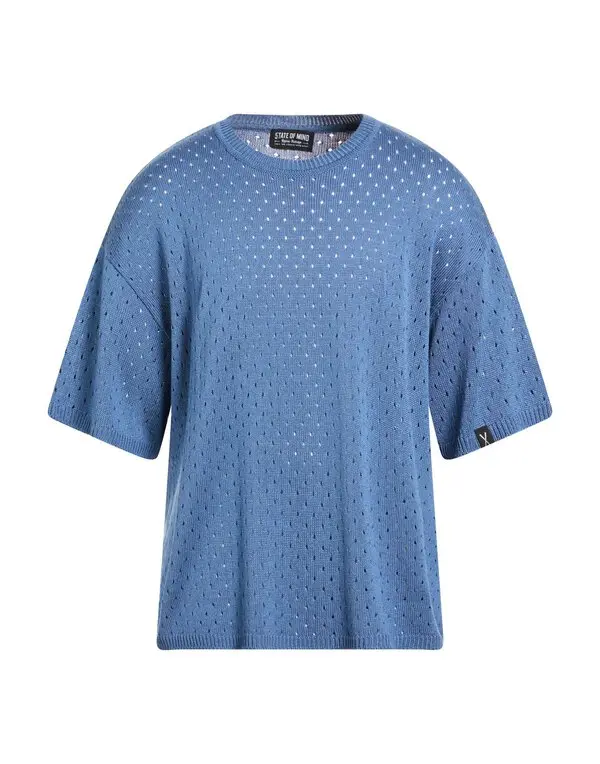 5TATE OF MIND Perforated Crewneck Sweater - Blue