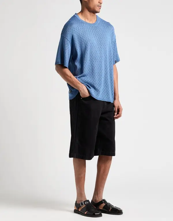 5TATE OF MIND Perforated Crewneck Sweater - Blue