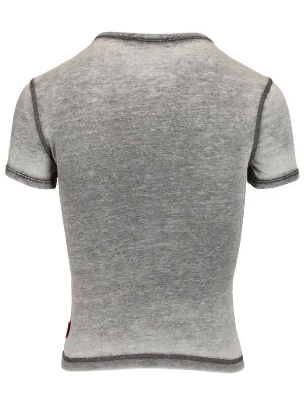 DIESEL® T-uncuties-long-aa3" Cotton Blend T-shirt With Logo And Rhinestone Print