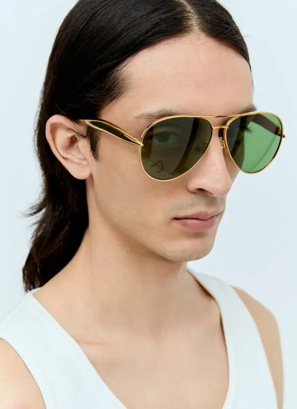 Bottega Veneta Sardine Aviator Sunglasses - Gold