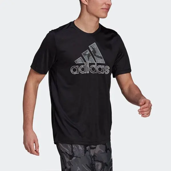Adidas Alphabet Large Logo Printing Round Neck Short Sleeve Black