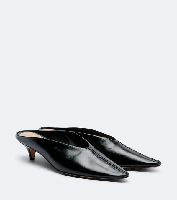 Bottega Veneta Vesta Leather Mules - Black