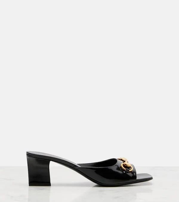 Gucci Signora Horsebit Patent Leather Mules