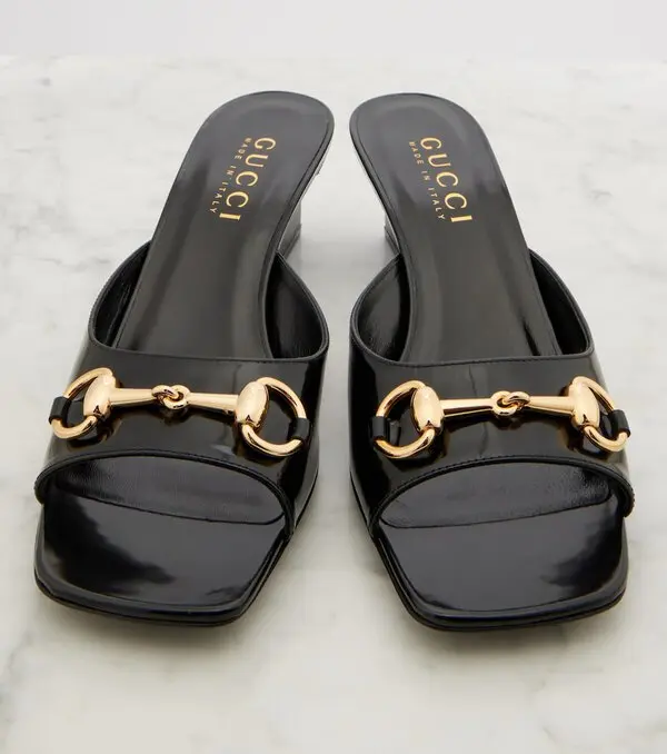 Gucci Signora Horsebit Patent Leather Mules