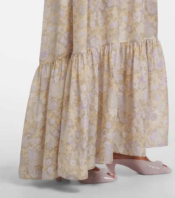 Chloé Floral Ruffled Silk Charmeuse Maxi Dress - Multicoloured