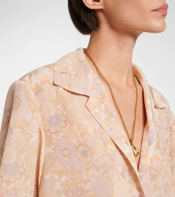 Chloé Multicolor Floral Silk Bowling Shirt - Pink