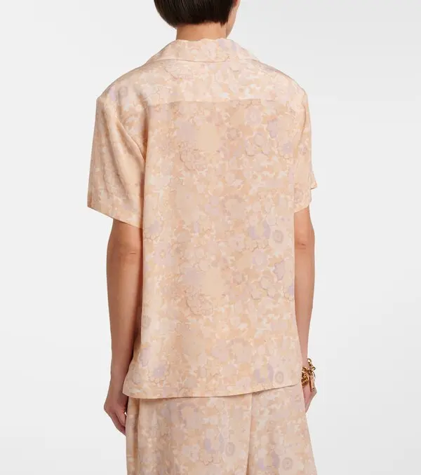 Chloé Multicolor Floral Silk Bowling Shirt - Pink