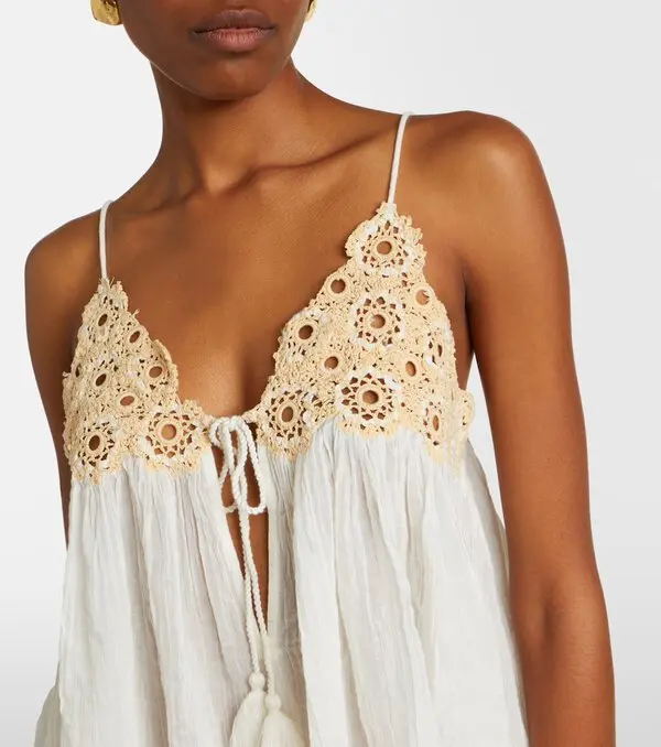Ulla Johnson Alessia Crochet-trimmed Cotton Gauze Top - White