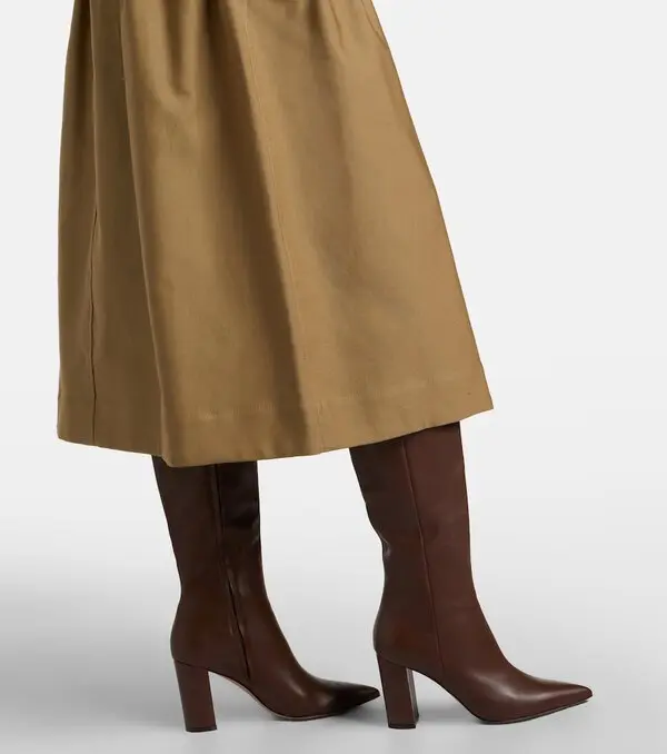 Max Mara Belted Cotton Twill Midi Skirt - Brown