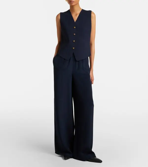 Max Mara Silk Palazzo Pants - Blue