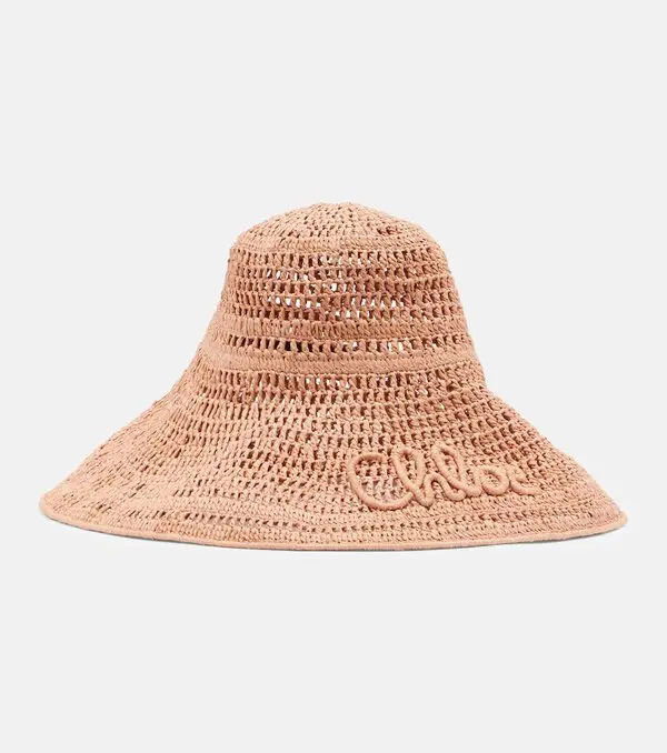Chloé Logo Raffia Sunhat - Beige