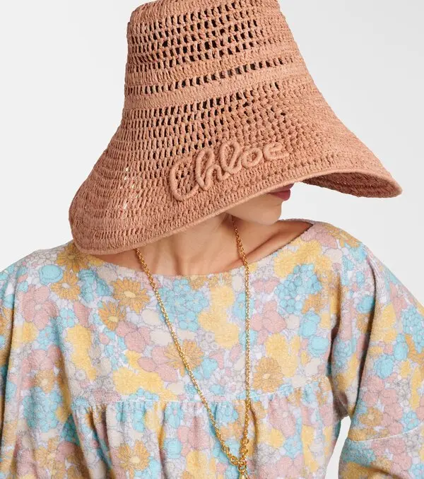 Chloé Logo Raffia Sunhat - Beige