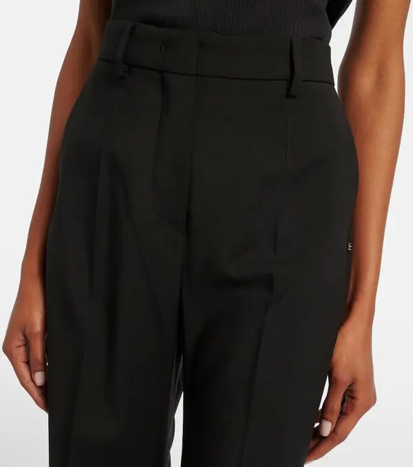Sportmax Virgin Wool Flared Trousers - Black