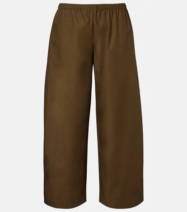 Khaite Roma Cotton Poplin Wide-leg Pants - Green