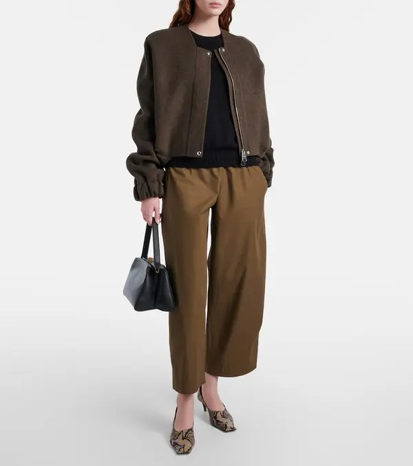 Khaite Roma Cotton Poplin Wide-leg Pants - Green