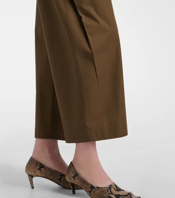 Khaite Roma Cotton Poplin Wide-leg Pants - Green