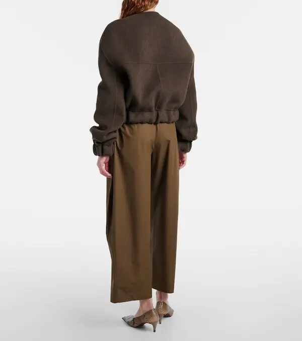 Khaite Roma Cotton Poplin Wide-leg Pants - Green